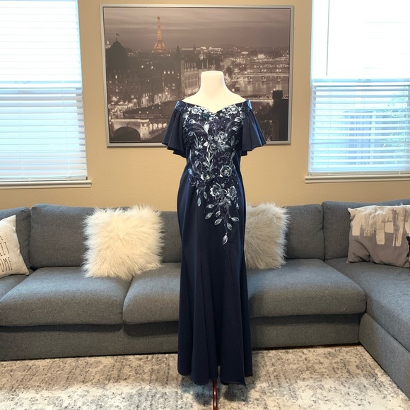 Dresses | Off Shoulder Navy Blue Filipiniana Evening Gown | Poshmark